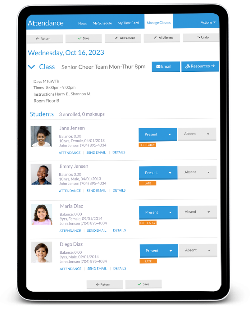 Class Management Software | Makeups, Attendance, Skill Tracking