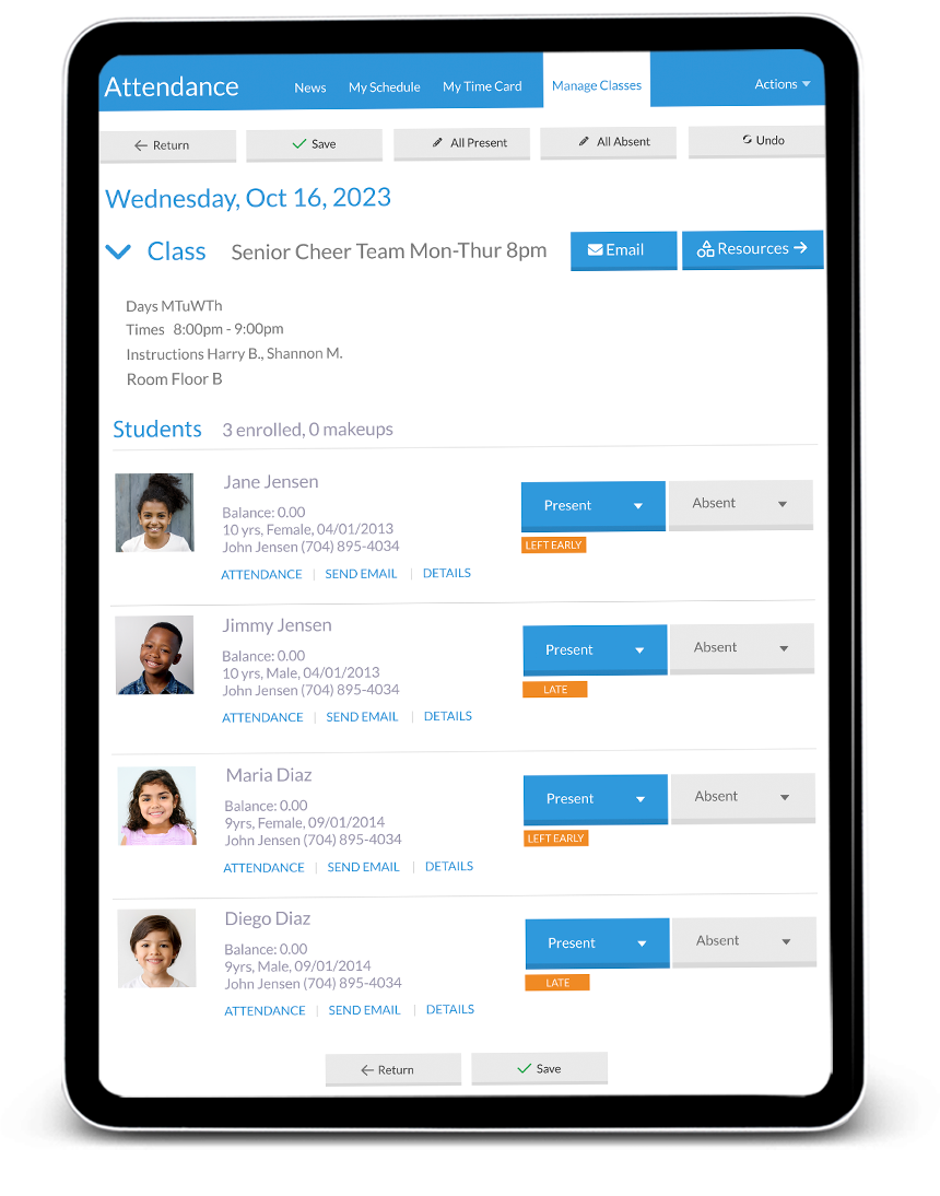 Class Management Software | Makeups, Attendance, Skill Tracking