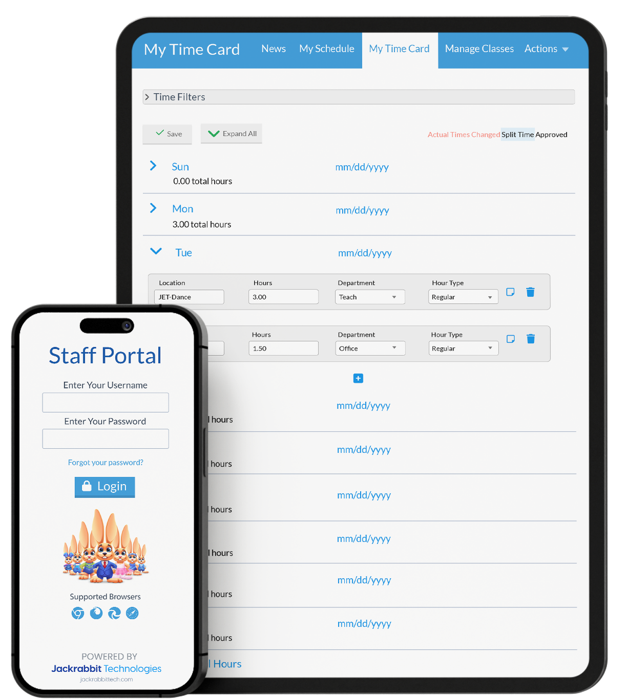 Staff Portal, Time Clock, Scheduling & More | Jackrabbit Class