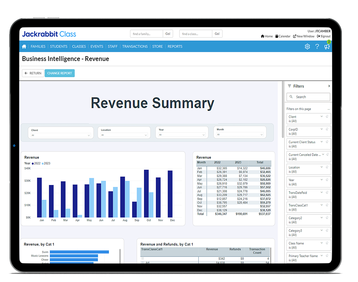 Reporting Features in Jackrabbit Class Management Software