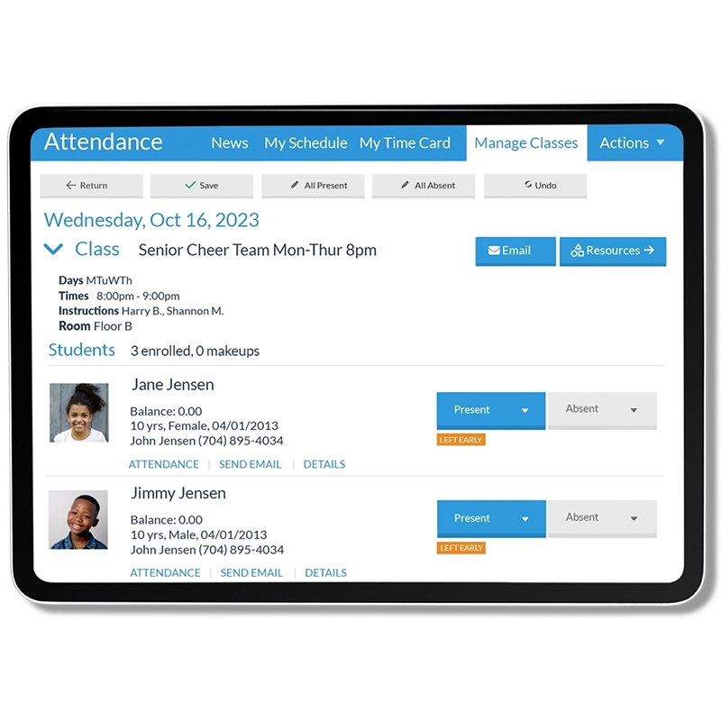 Class Management Software | Makeups, Attendance, Skill Tracking