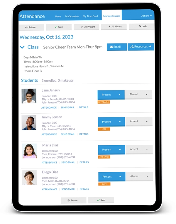 Class Management Software | Makeups, Attendance, Skill Tracking